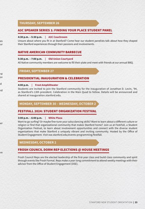 2024 Stanford New Student Orientation Program - Page 24-25
