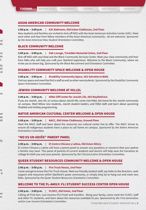 2024 Stanford New Student Orientation Program - Page 6-7
