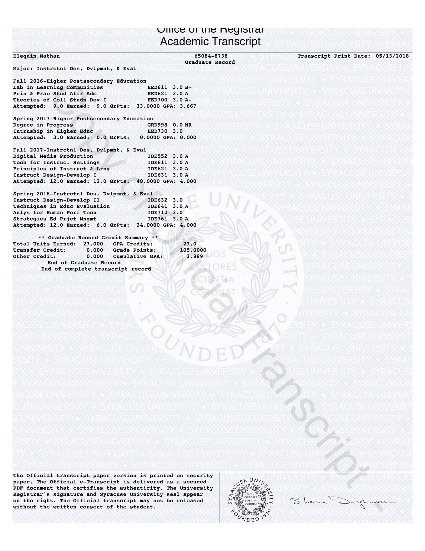 My publications - Transcript (Syracuse, Instructional Design) - Page 1 ...