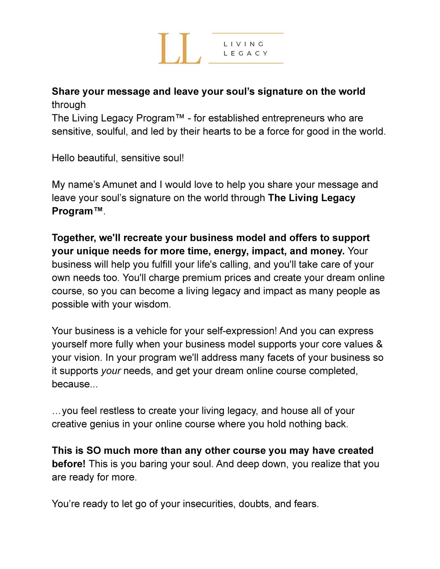 River Of Life Healings - Living Legacy Program Invitation - Page 1 ...