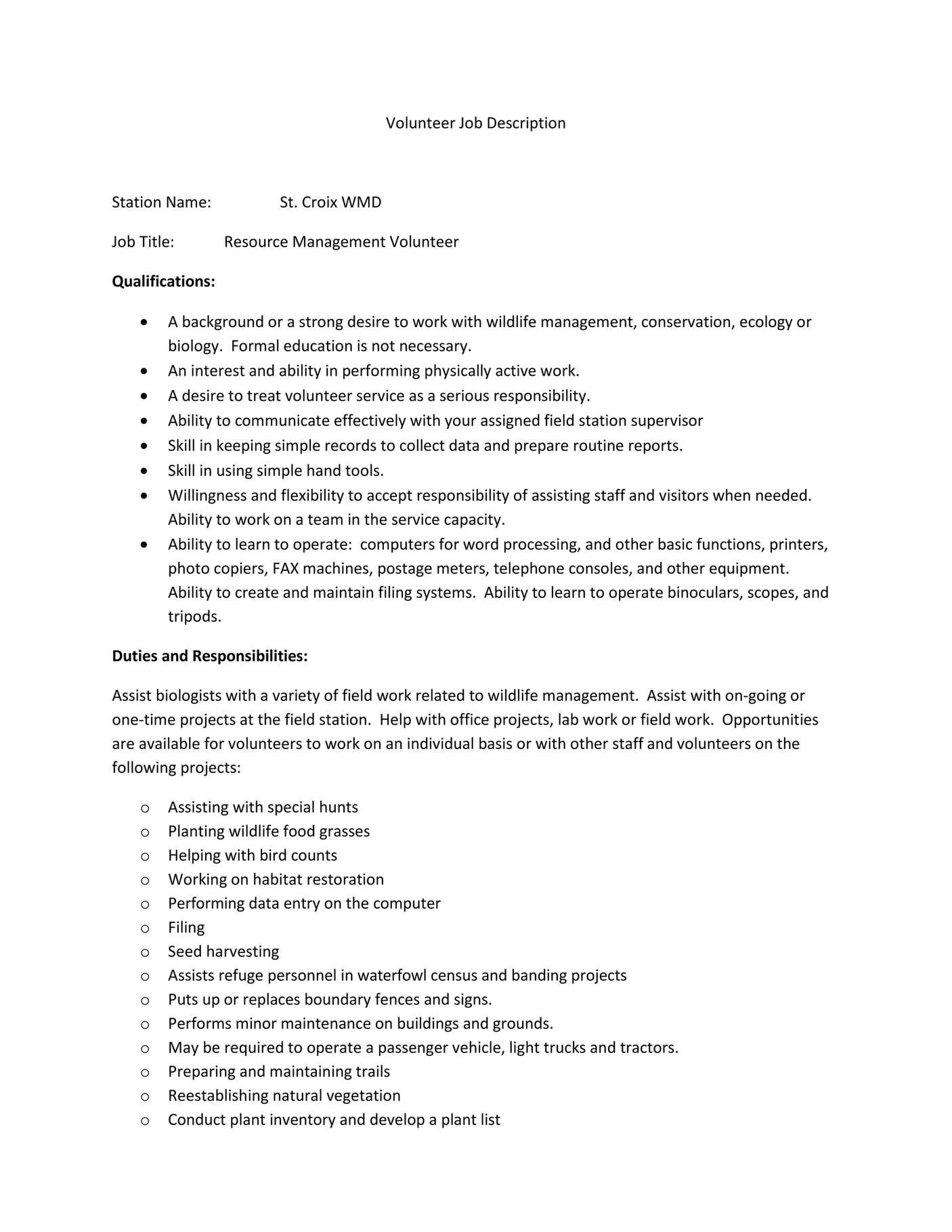 My publications - Volunteer Job Description - Page 1 - Created with ...
