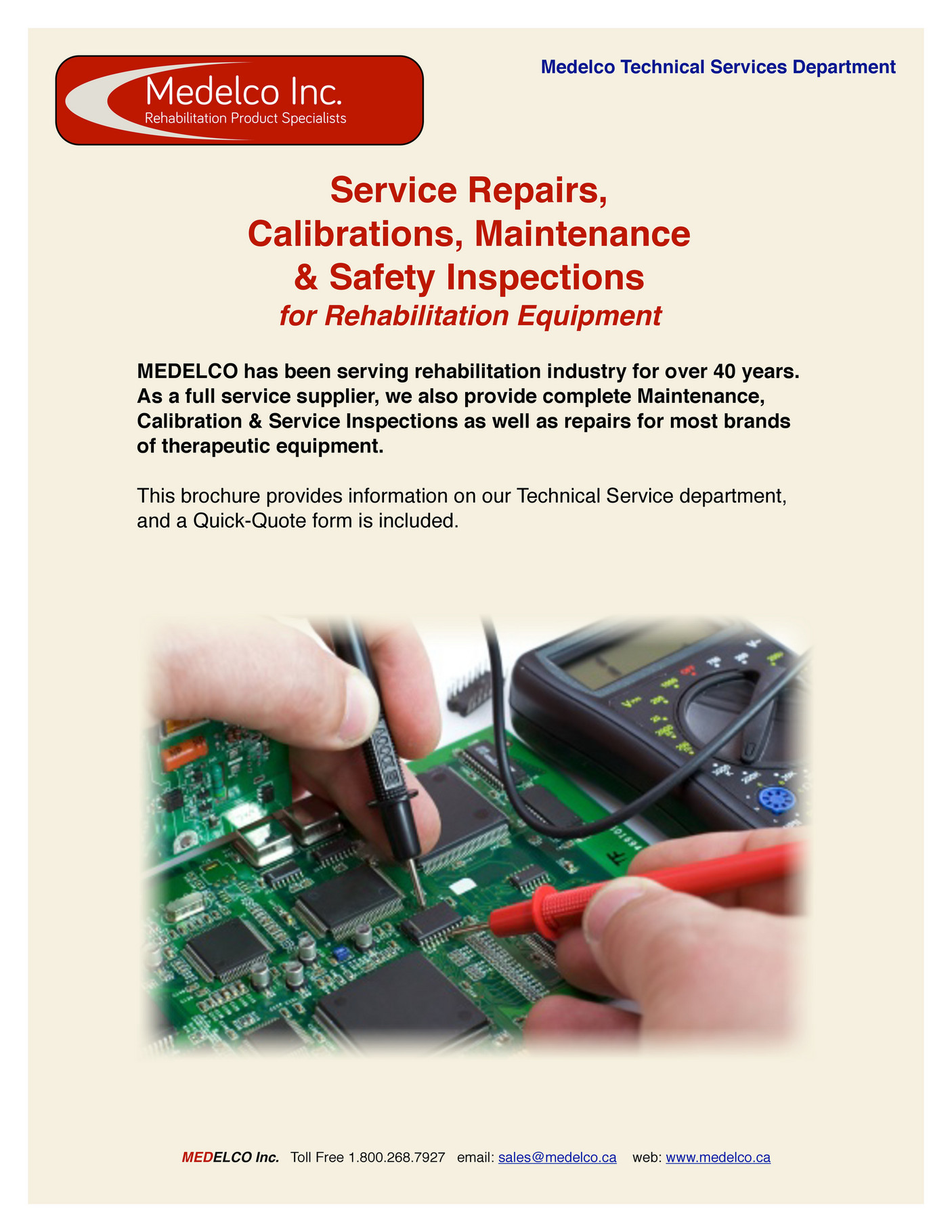 Medelco Inc. - Medelco Technical Services Flyer - Page 1