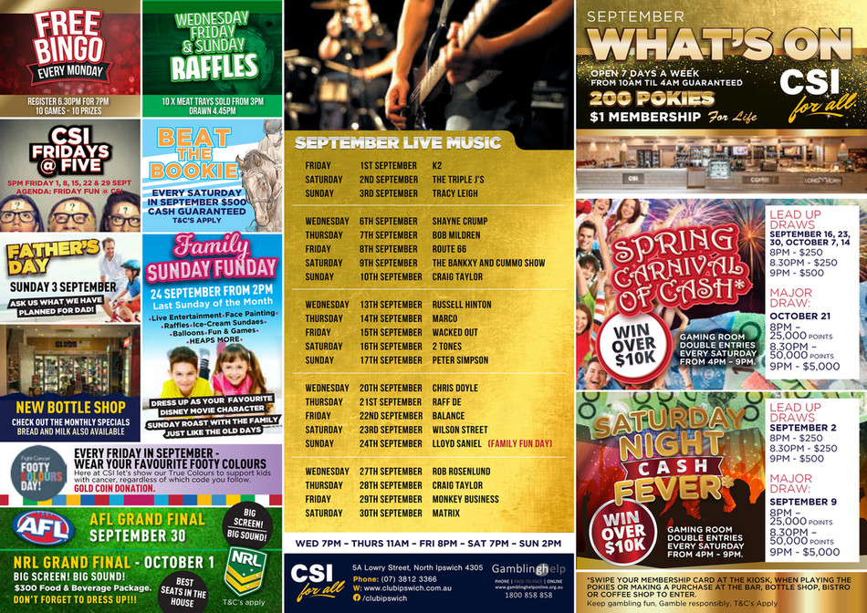 Club Services Ipswich - 19609 CSI Ipswich September Entertainment ...