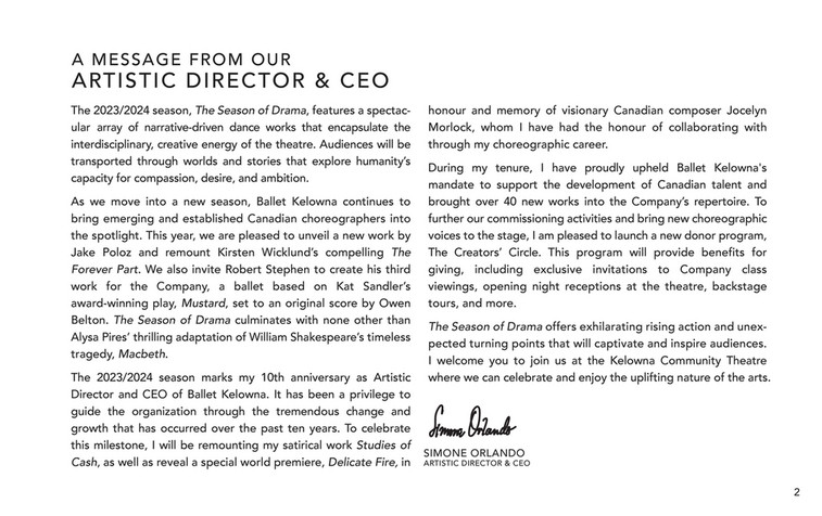 Ballet Kelowna - BalletKelowna's 2023/24 Season Brochure - The Season ...
