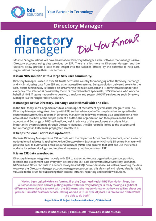 BDS Solutions - DM Did You Know v1.0 - Page 1 - Created with Publitas.com