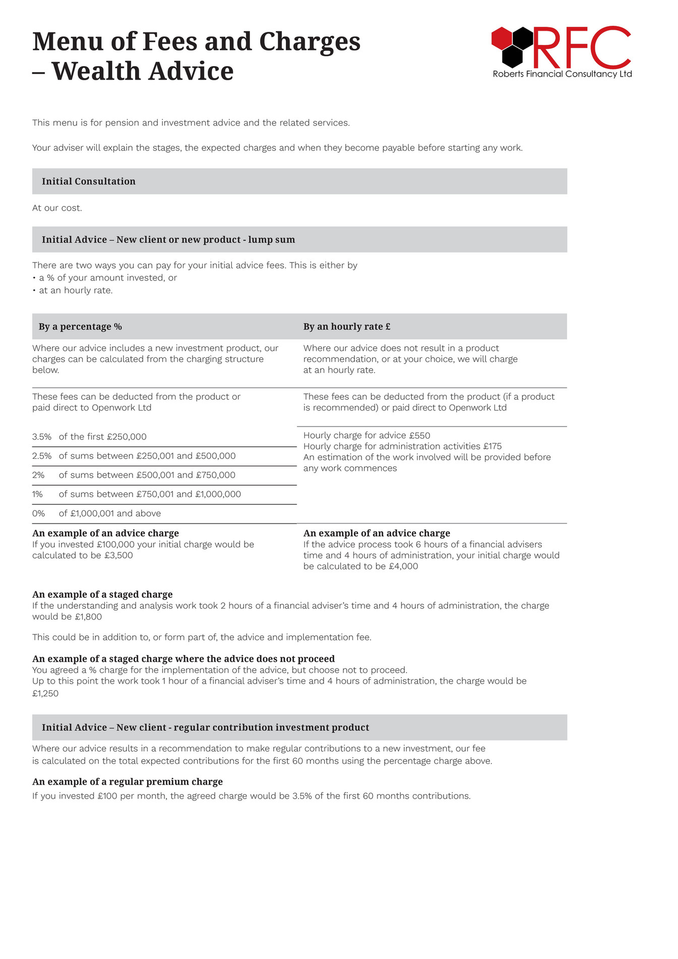 RFC Ltd publications - Menu of Fees and Charges - Dec 2023 - Page 1 - Created with Publitas.com