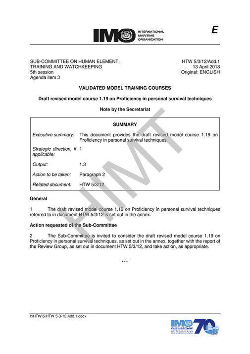 HIMT - IMO Model course 1.19 Personal Survival Techniques (PST) - Page 1 - Created with Publitas.com