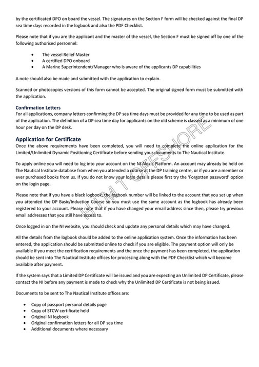 dp seatime confirmation letter