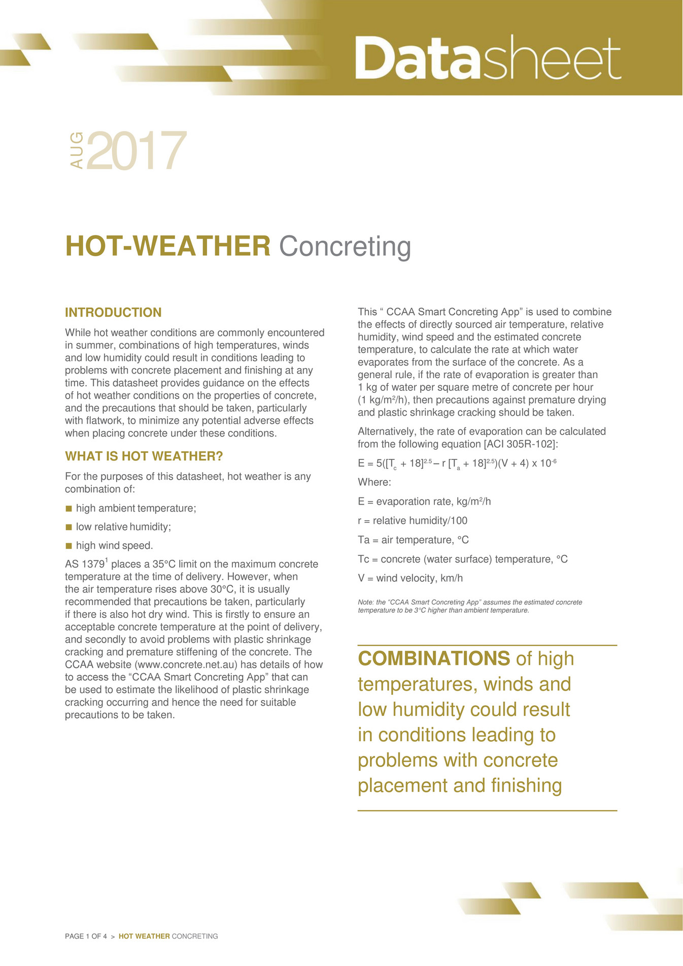 My publications - DATASHEET - Hot Weather Concreting - Page 1 - Created ...
