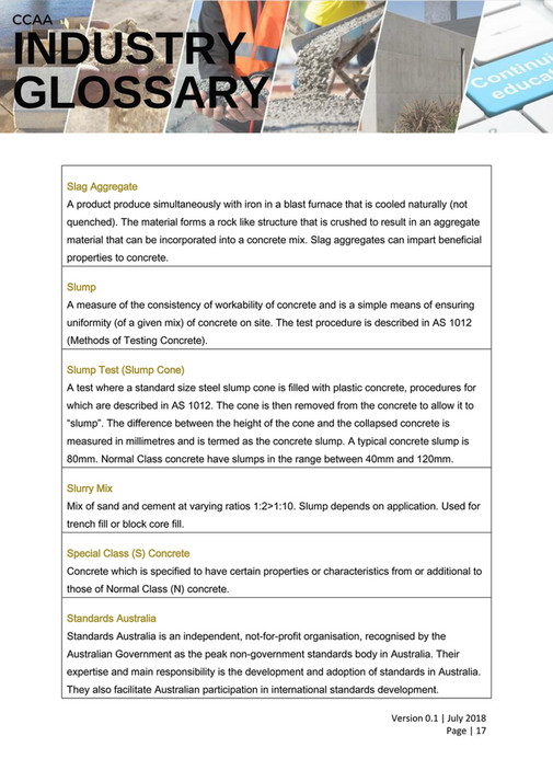 My publications - CCAA Industry Glossary - Page 16-17 - Created with ...