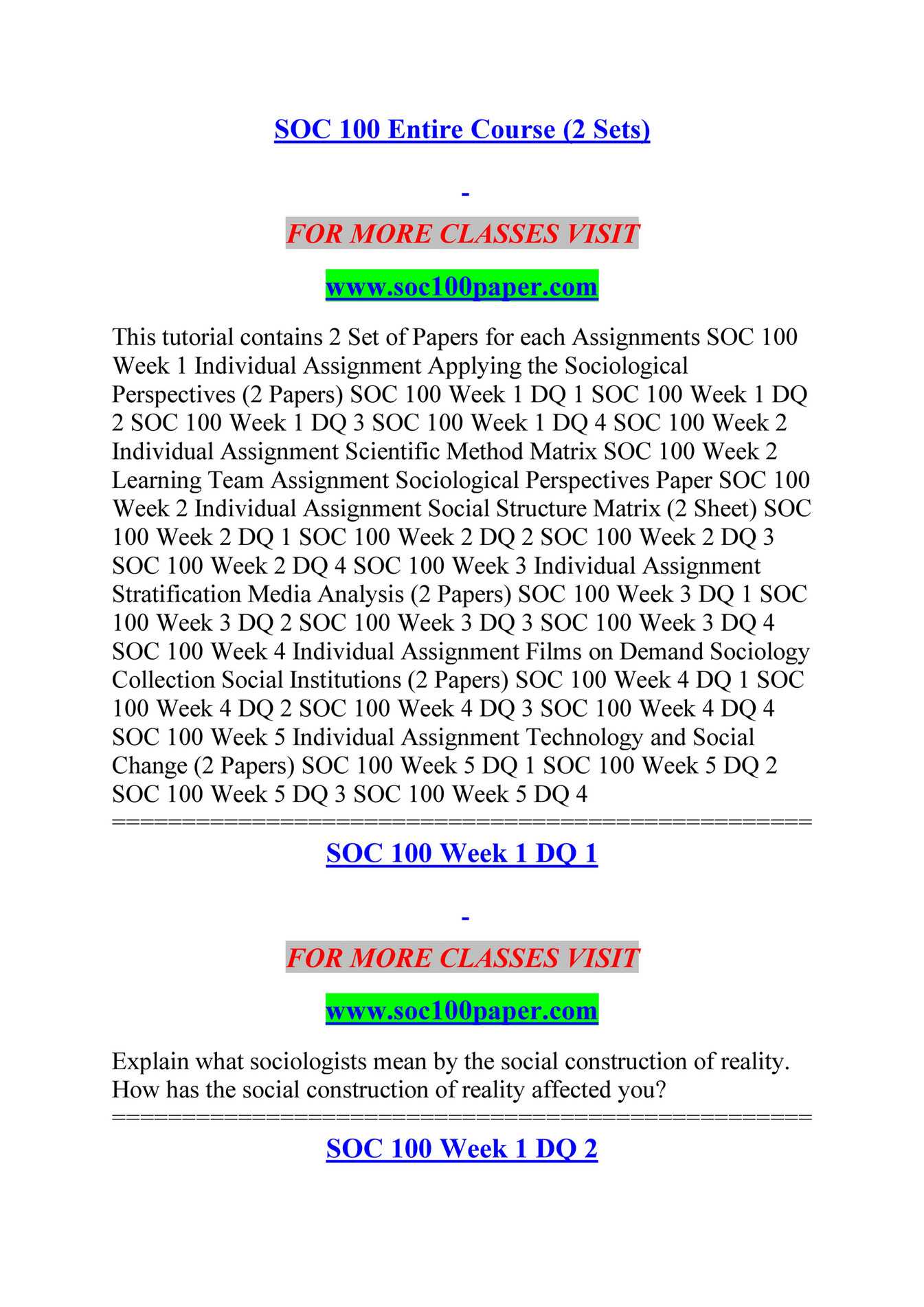 My publications - SOC 100 PAPER Real Success / soc100paper.com - Page 1 ...