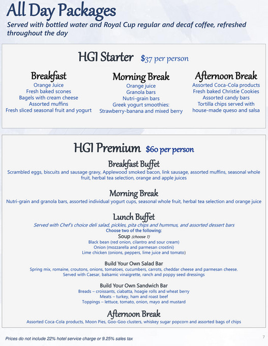 Hilton Garden Inn Nashville/Vanderbilt Banquet and Catering Menus ...