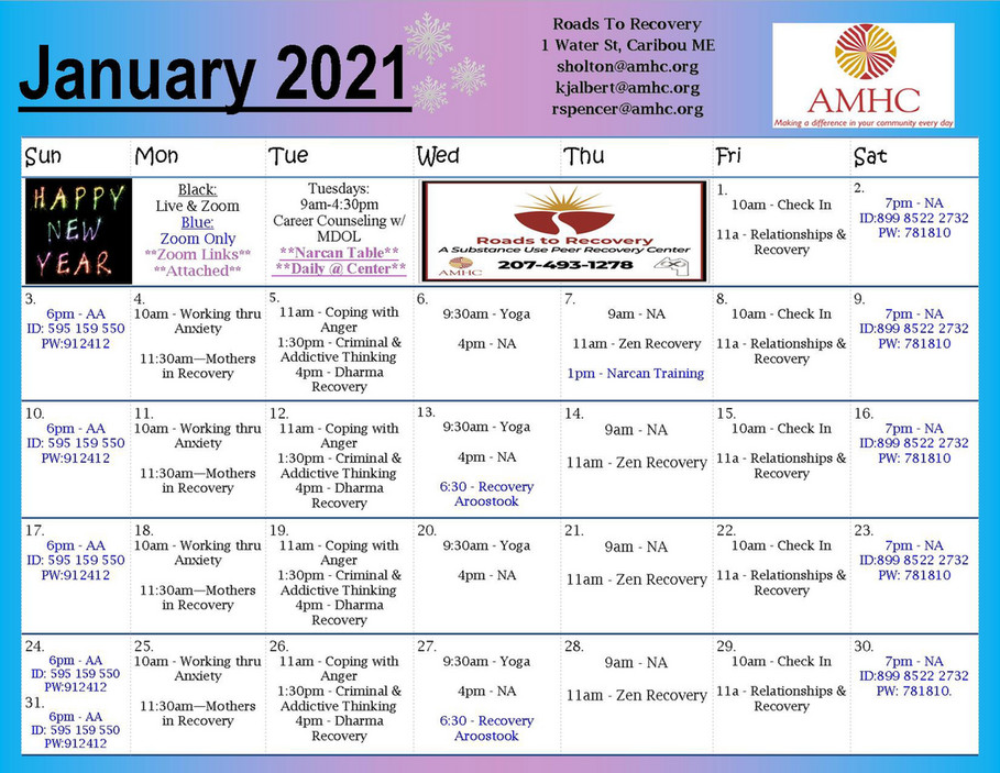 My publications - Roads to Recovery January Calendar - Page 1 - Created ...