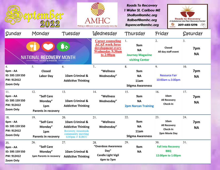 My publications - Roads to Recovery September Calendar - Page 1 - Created with Publitas.com