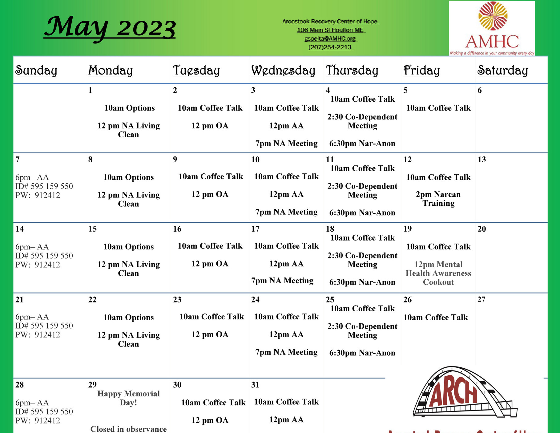 My publications - ARCH May Calendar - Page 1 - Created with Publitas.com