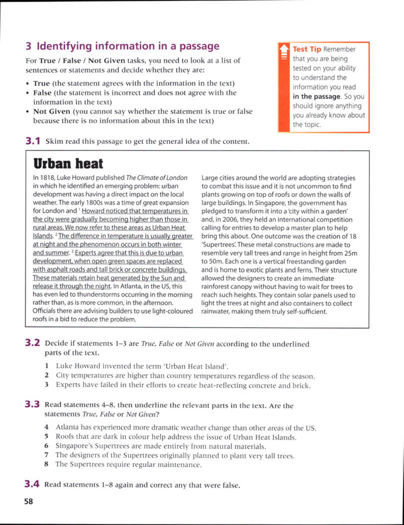 Read the Passage and Decide if the Statements are True or False