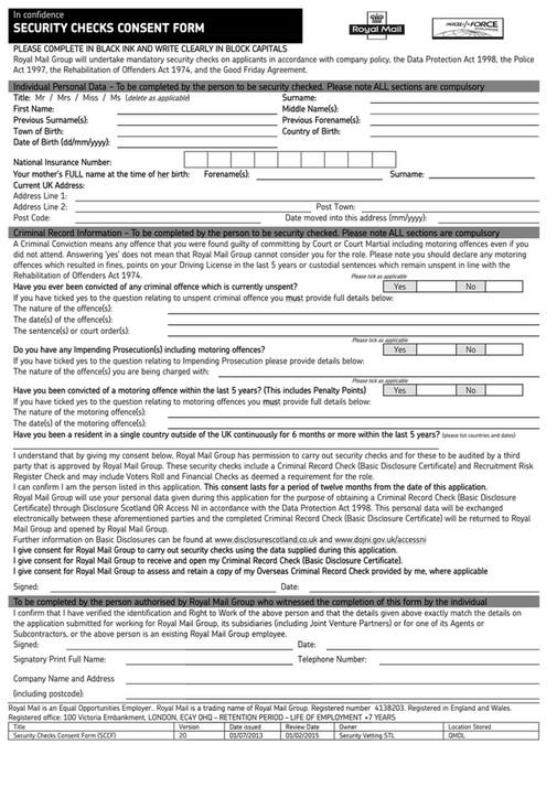 Security Vetting Pack - Security Checks Consent Form - Page 1 - Created ...