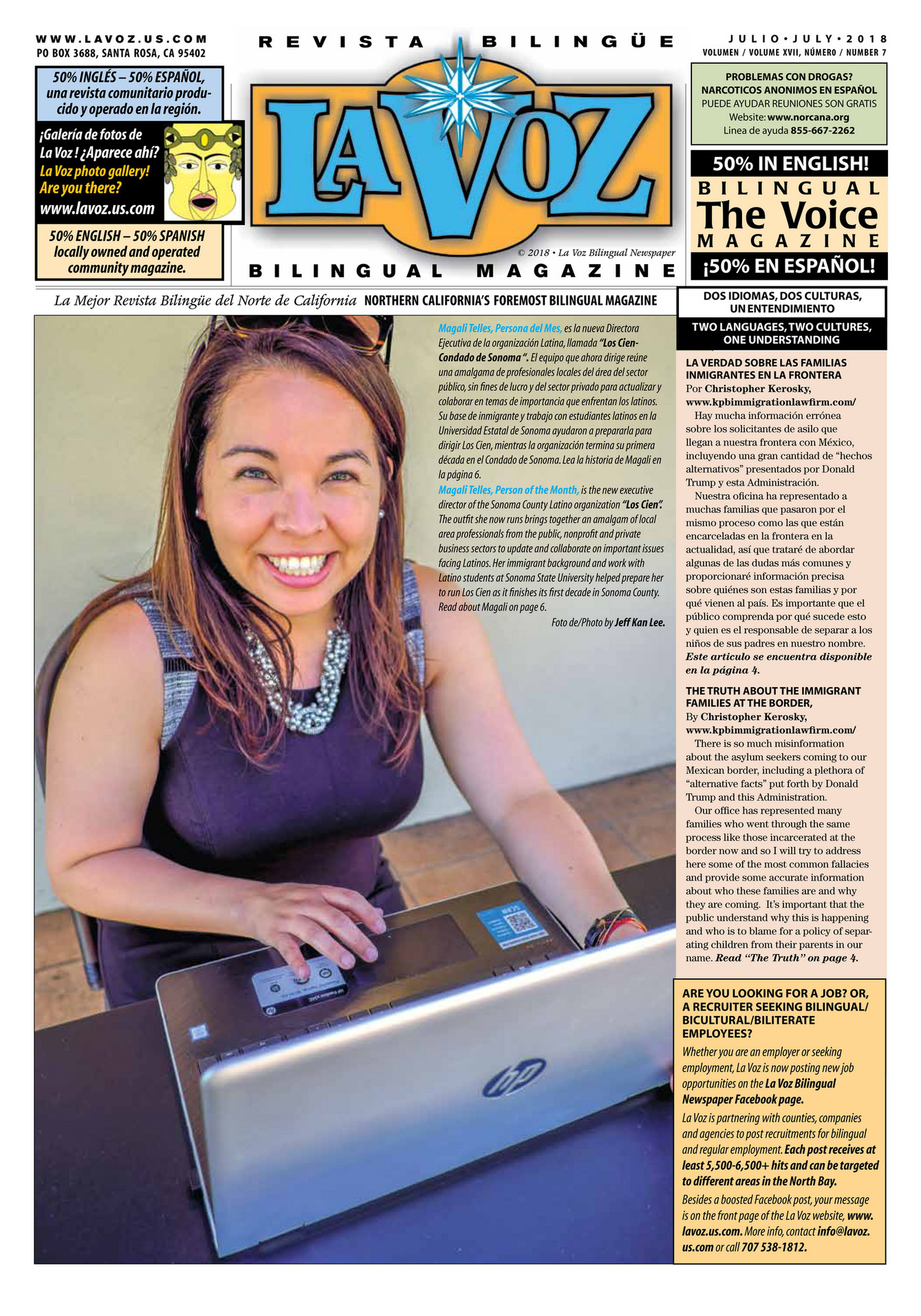 La Voz Bilingual Newspaper July 2018 Page 1