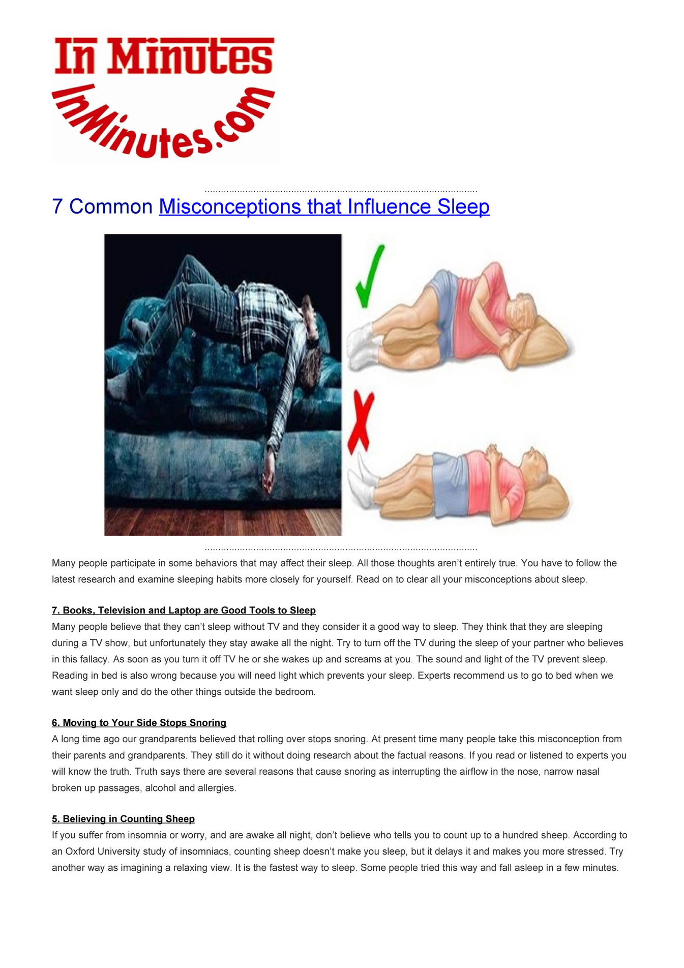 My publications - 7 Common Misconceptions that Influence Sleep - Page 1 ...
