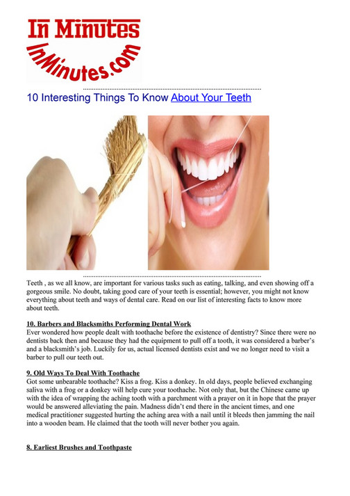 My publications - 10 Interesting Things To Know About Your Teeth - Page ...