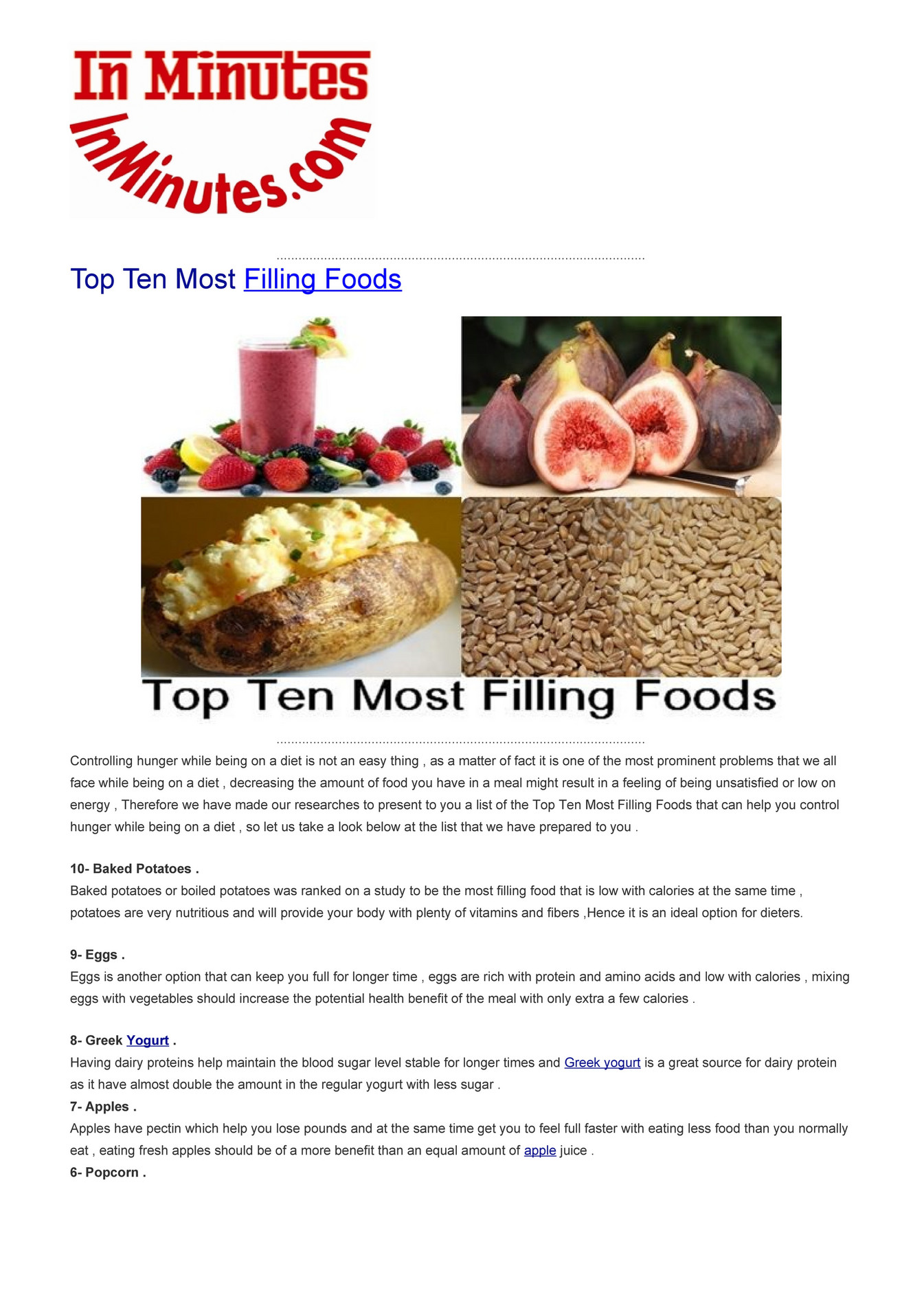 My publications - Top Ten Most Filling Foods - Page 1 - Created with ... My publications - Top Ten Most Filling Foods - Page 1 - Created with ...