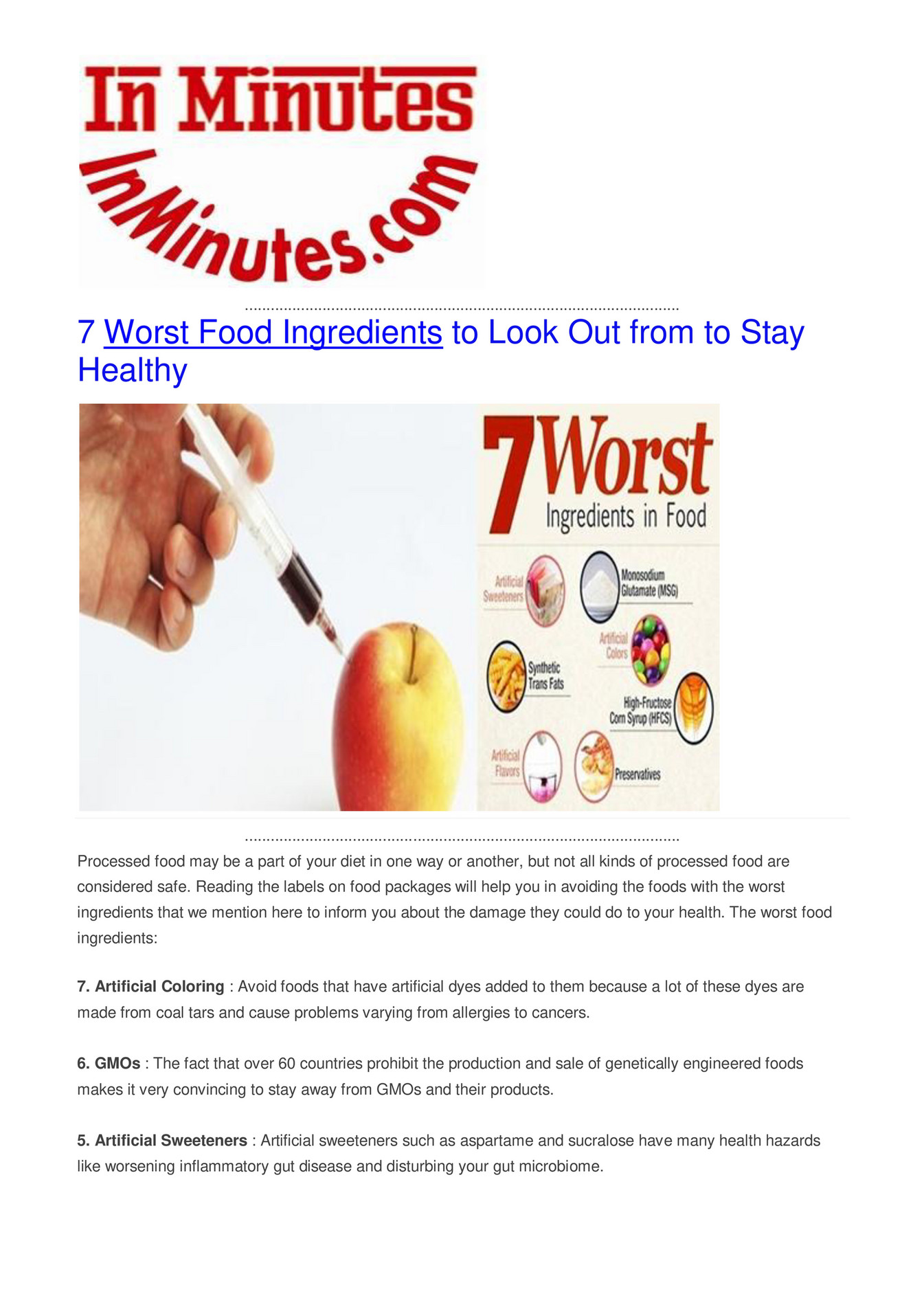 My publications - 7 Worst Food Ingredients to Look Out from to Stay ...