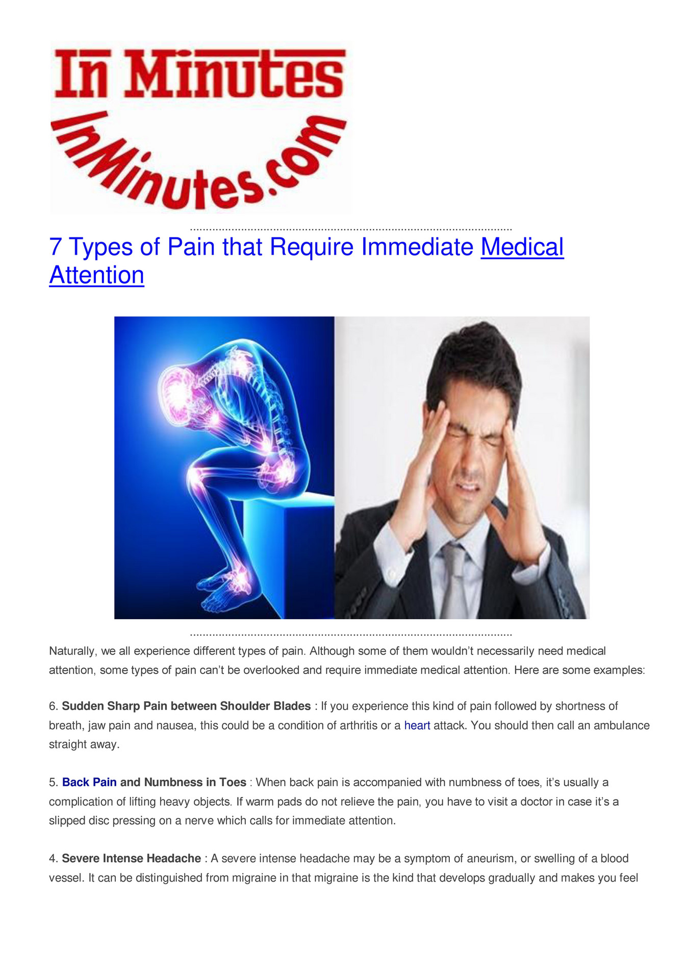 My publications - 7 Types of Pain that Require Immediate Medical ...