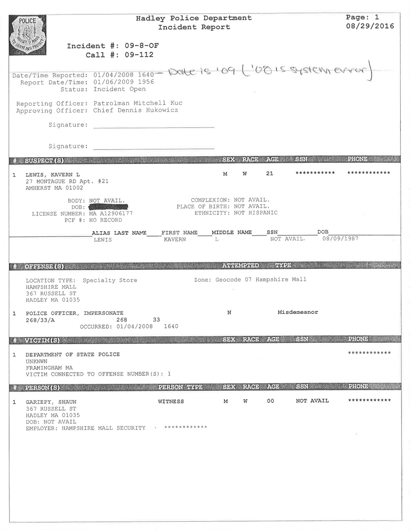 Newspapers of New England - VerticalLayout-Hadley-PD-Incident-Report ...