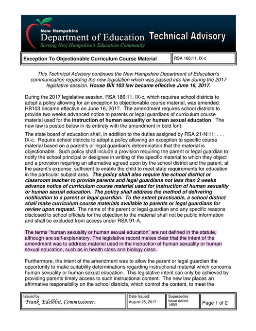 Newspapers of New England - 2017 Department of Education Advisory ...