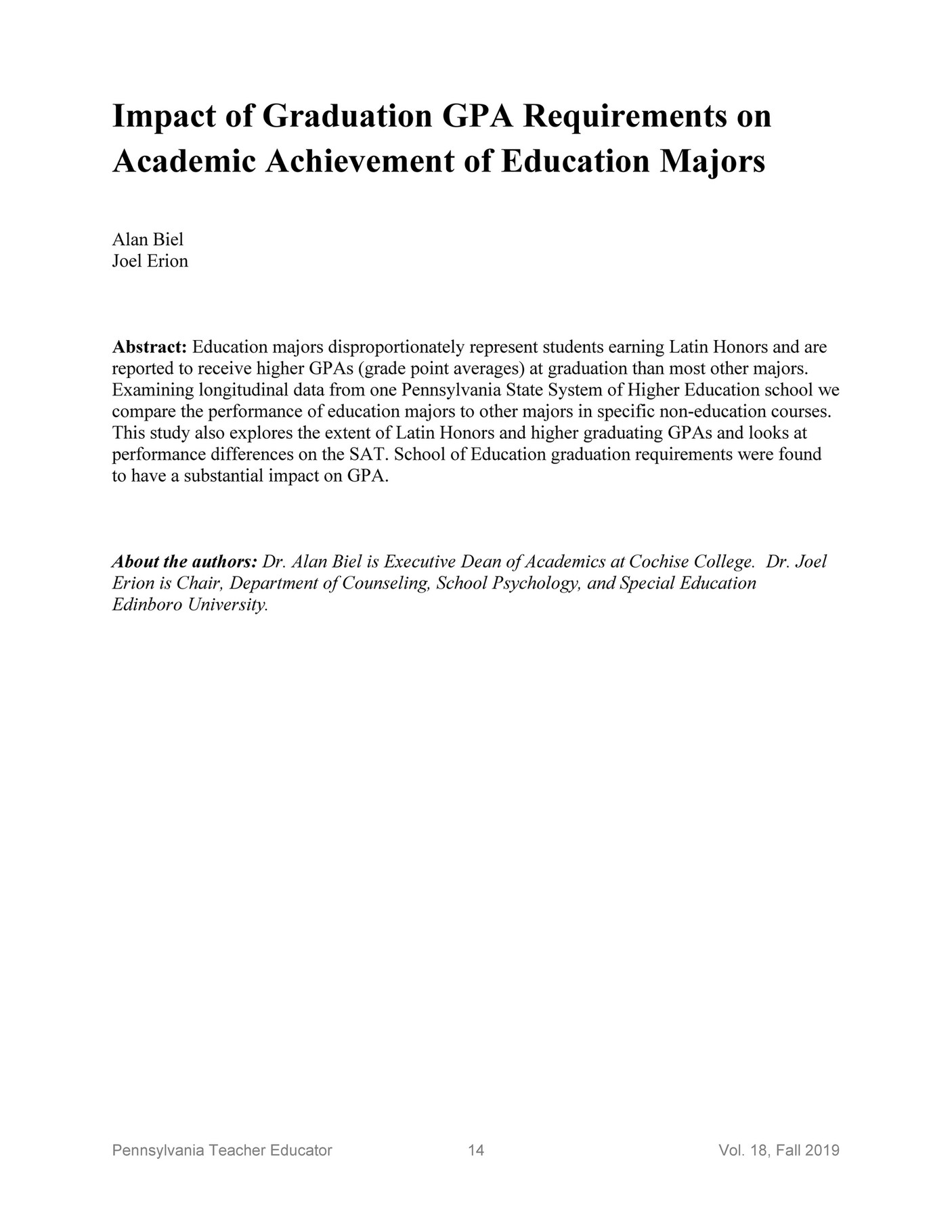 My publications - Impact of Graduation GPA Requirements on Academic ...