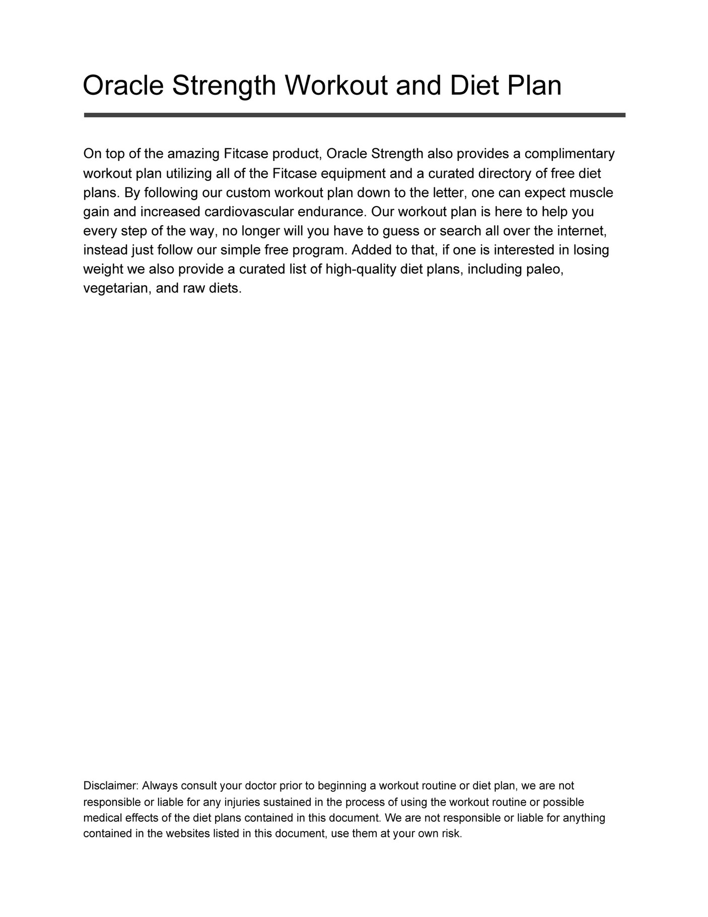 My Publications Oracle Strength Workout And Diet Plan Page 1