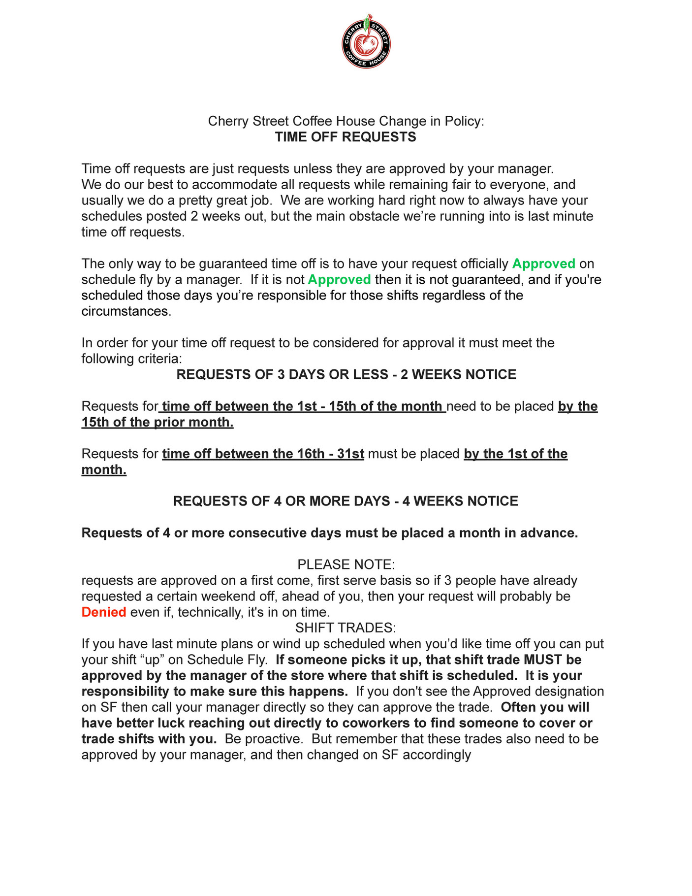 My publications - Time Off Request Policy - Page 1 - Created with Publitas.com