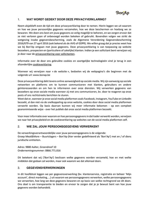Buurtslagers - Bon'Ap - Online privacy verklaring (excl sollicitanten)_Bon'Ap - Pagina 2