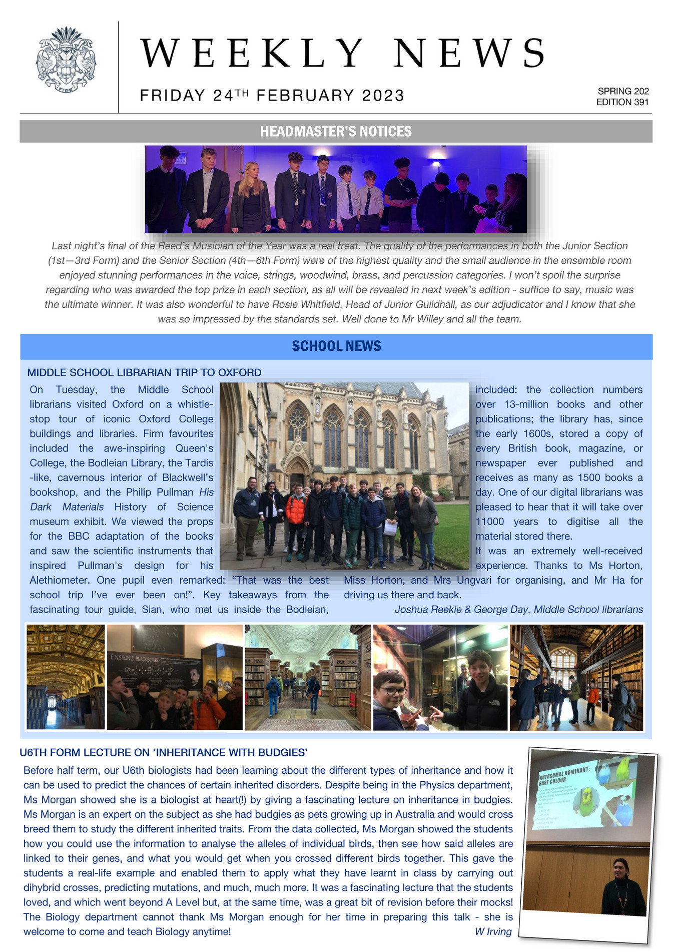 Reed's School - 391 24th February 2023_Weekly News - Page 1 - Created ...
