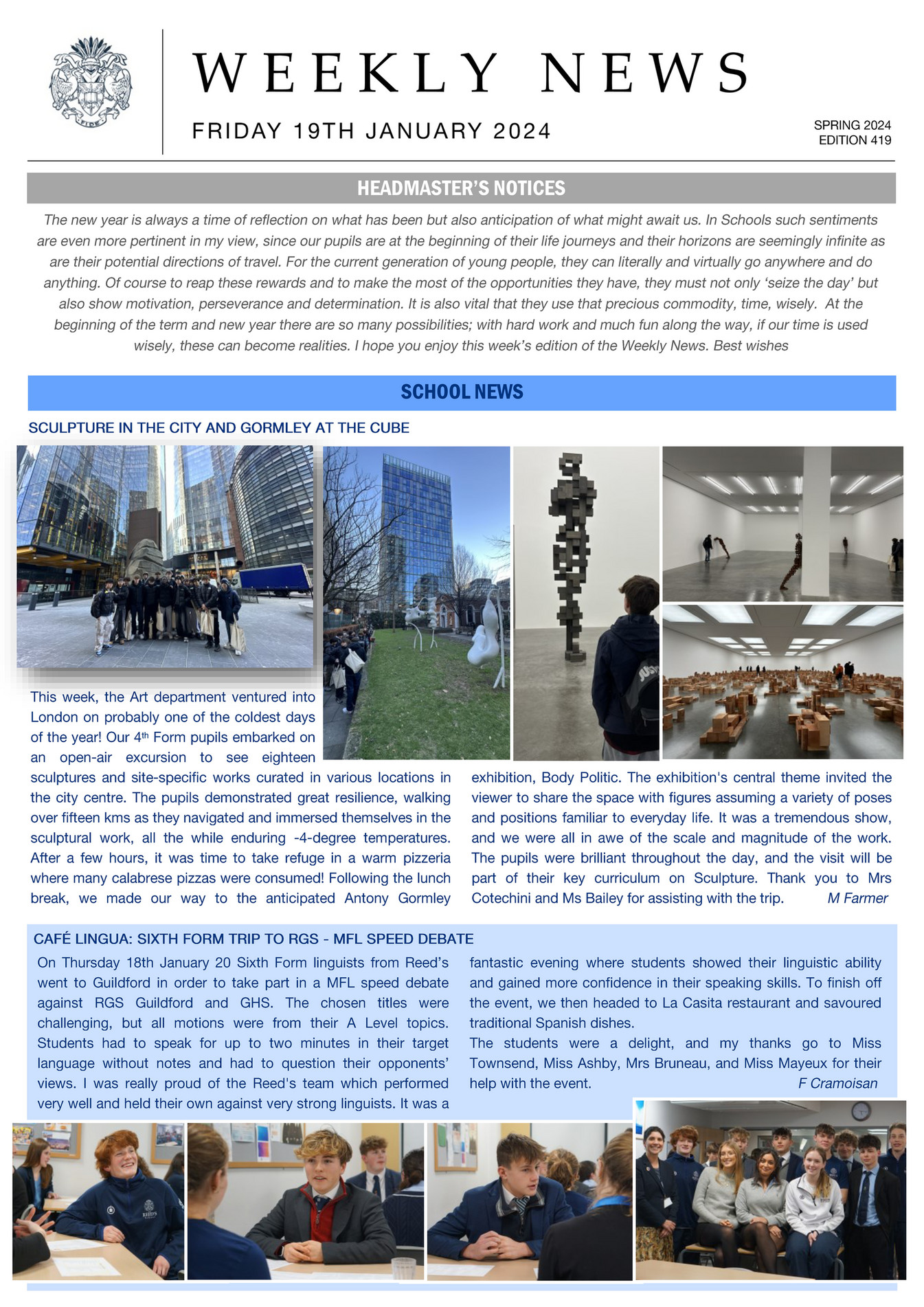 Reed's School - 419 19th January 2024_Weekly News - Page 1 - Created ...
