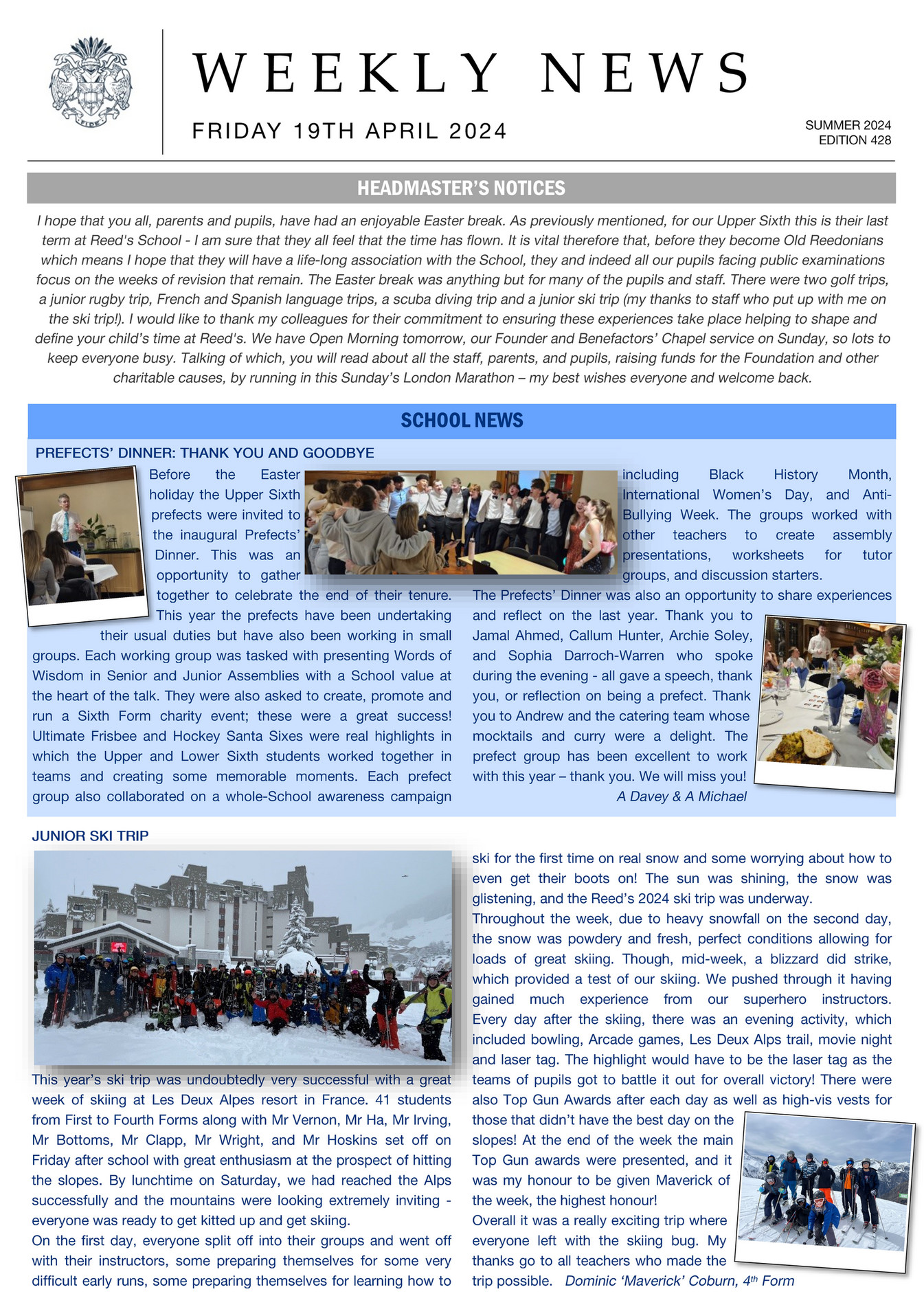 Reed's School - 428 19th April 2024_Weekly News - Page 1 - Created with ...
