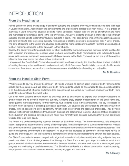 Reed's School - Sixth Form Handbook Web November 2024 - Page 4-5 - Created with Publitas.com