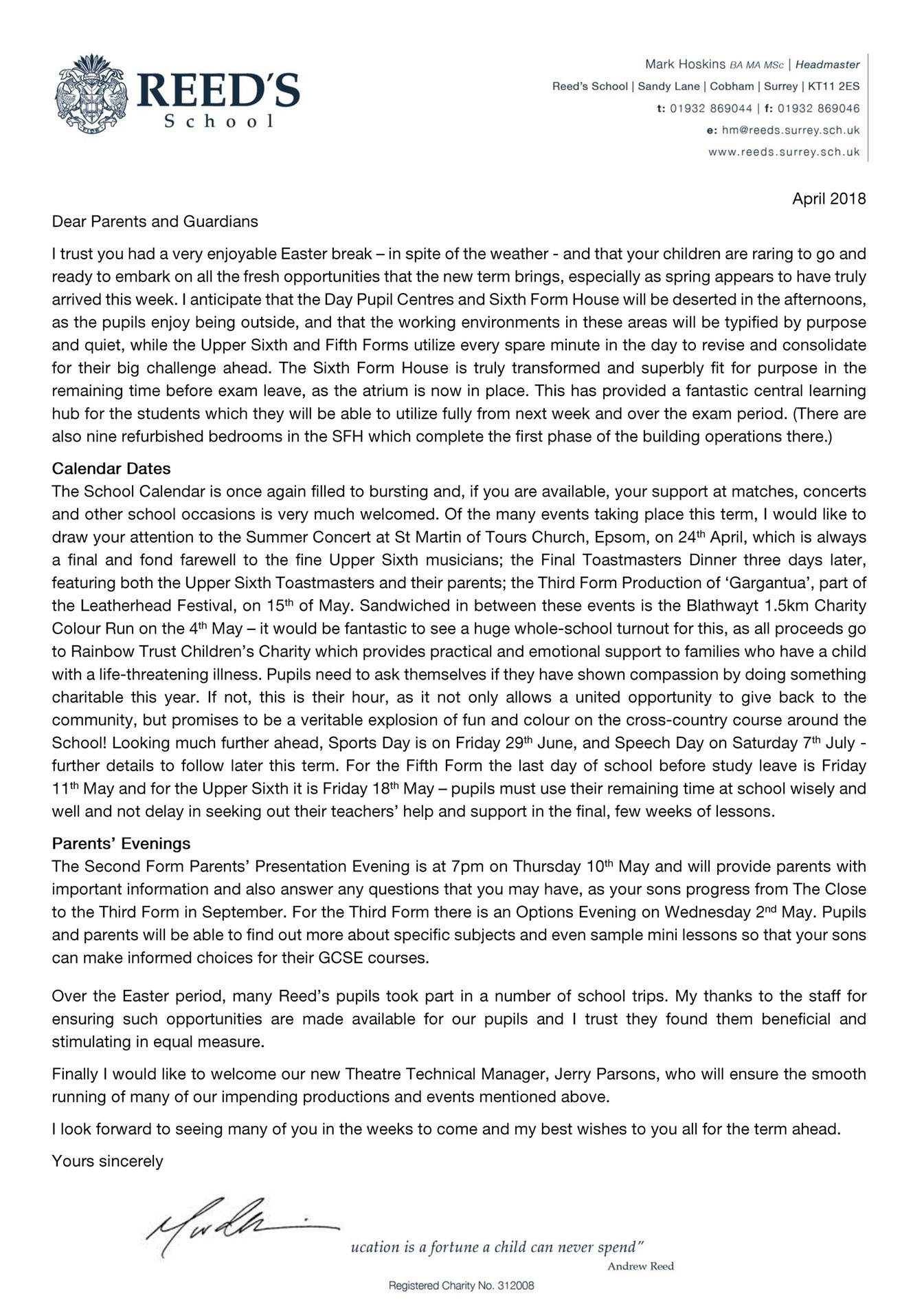 Reed's School - 180418_Start of Summer Term Letter - Page 1 - Created ...