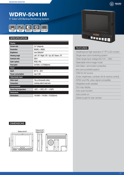Weldex - Rear View Camera & Monitor E-Catalogue - Page 16-17