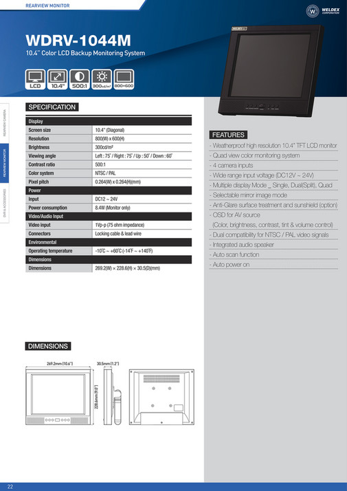 Weldex - Rear View Camera & Monitor E-Catalogue - Page 22-23