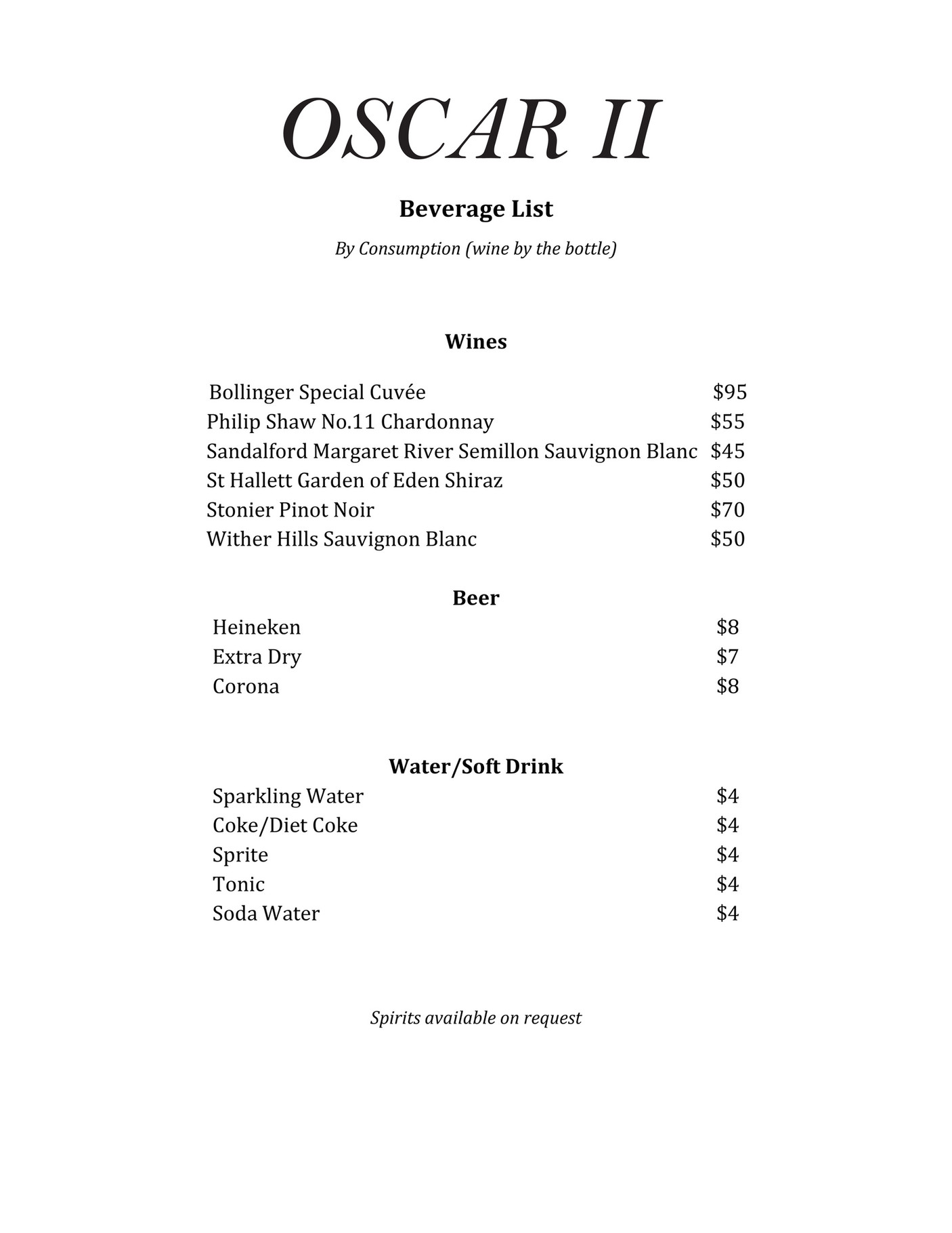 Oscars Hotels - OSCAR II - BEVERAGE MENU[1] - Page 1 - Created with ...