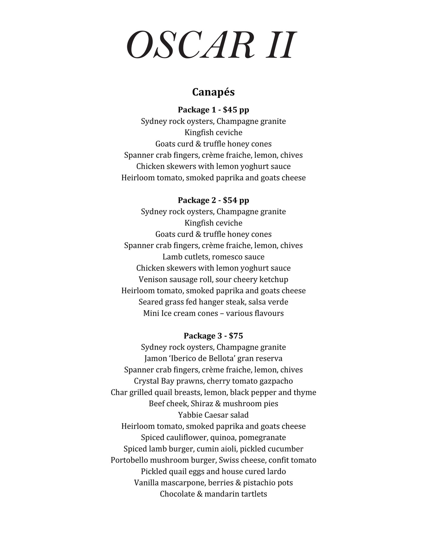Oscars Hotels - OSCAR II - FOOD MENU - Page 1 - Created with Publitas.com