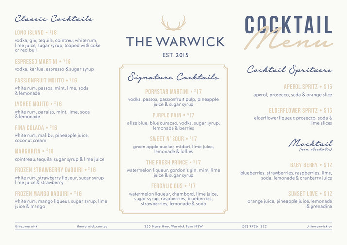 Oscars Hotels - The Warwick Drinks Menu July 2018 - Page 2 - Created ...