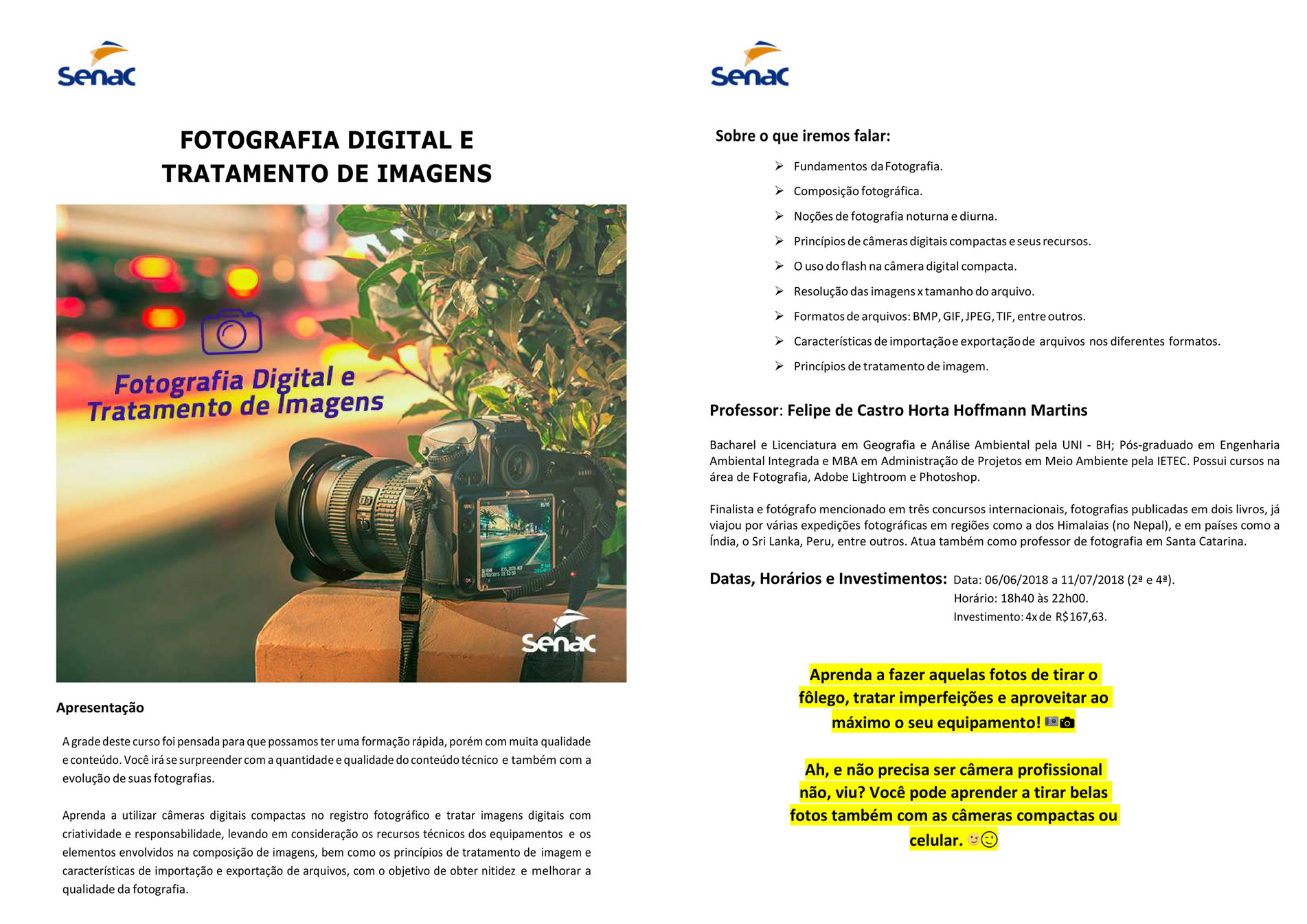 Senac - Fotografia 2018 - Resumo e Conteúdo com foto - Page 1 - Created ...