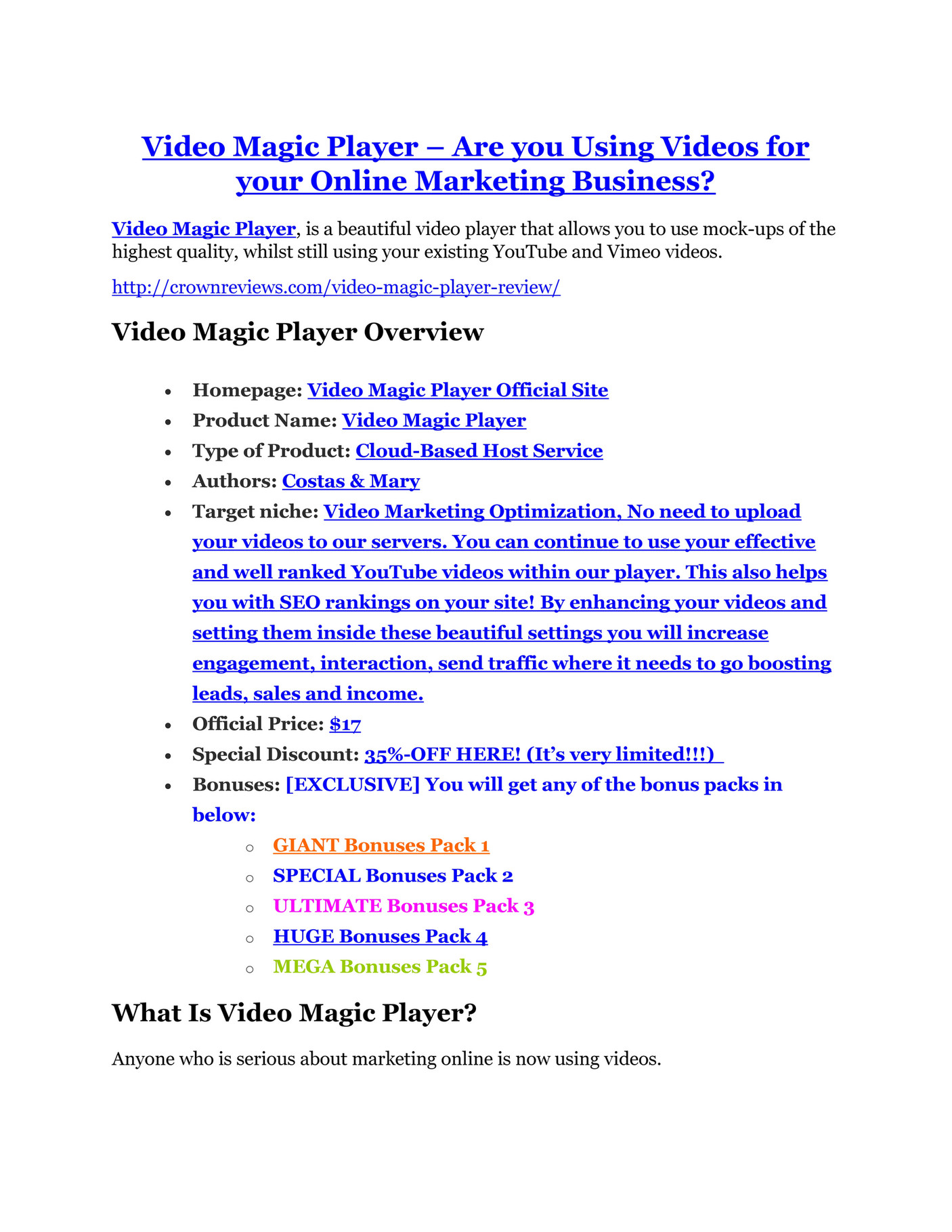 My publications - Video Magic Player Review - Video Magic Player +100 ...
