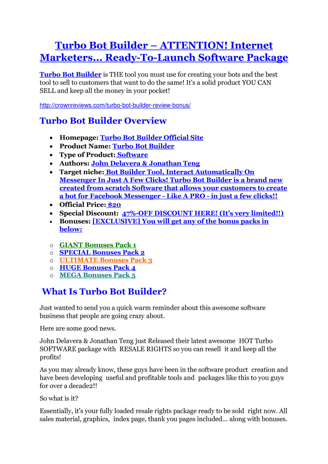 SDD - 1-Turbo Bot Builder review and $26,900 bonus - AWESOME! - Page 1 - Created with Publitas.com