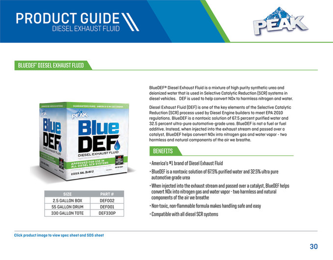 PEAK BlueDEF Final Charge PRODUCT CATALOG - Page 30-31 - Created with Publitas.com