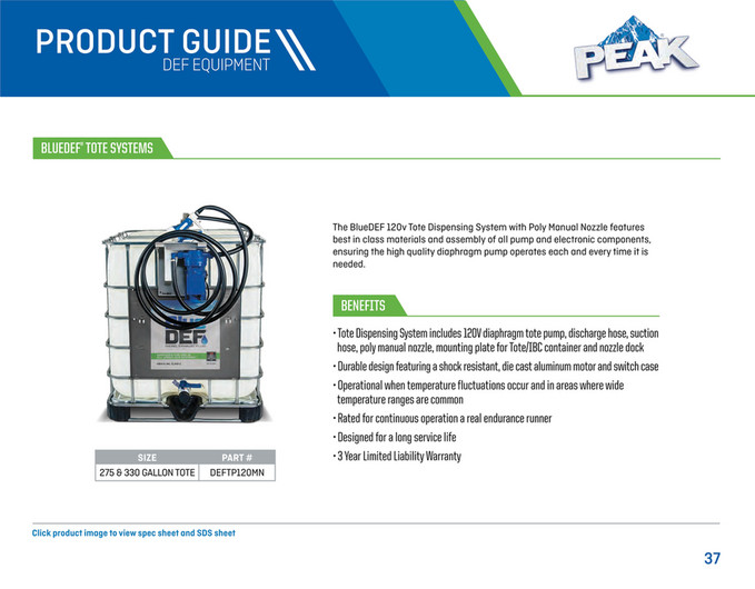 PEAK BlueDEF Final Charge PRODUCT CATALOG - Page 38-39 - Created with Publitas.com