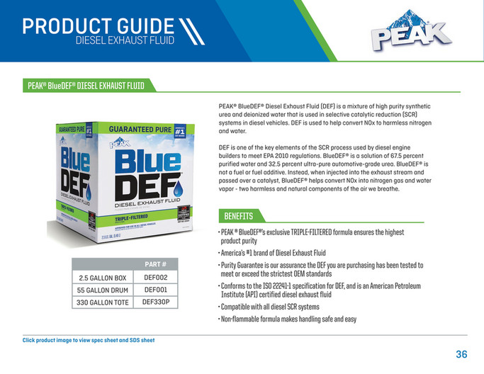 PEAK BlueDEF Final Charge PRODUCT CATALOG - Page 36-37 - Created with ...