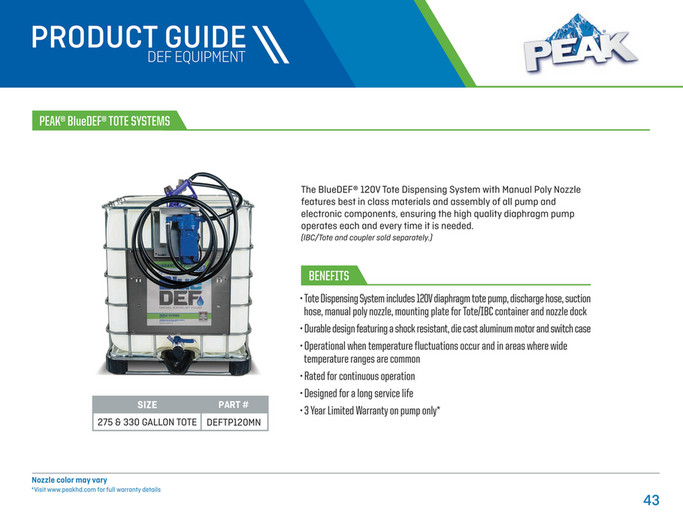 PEAK BlueDEF Final Charge PRODUCT CATALOG - Page 42-43 - Created with ...